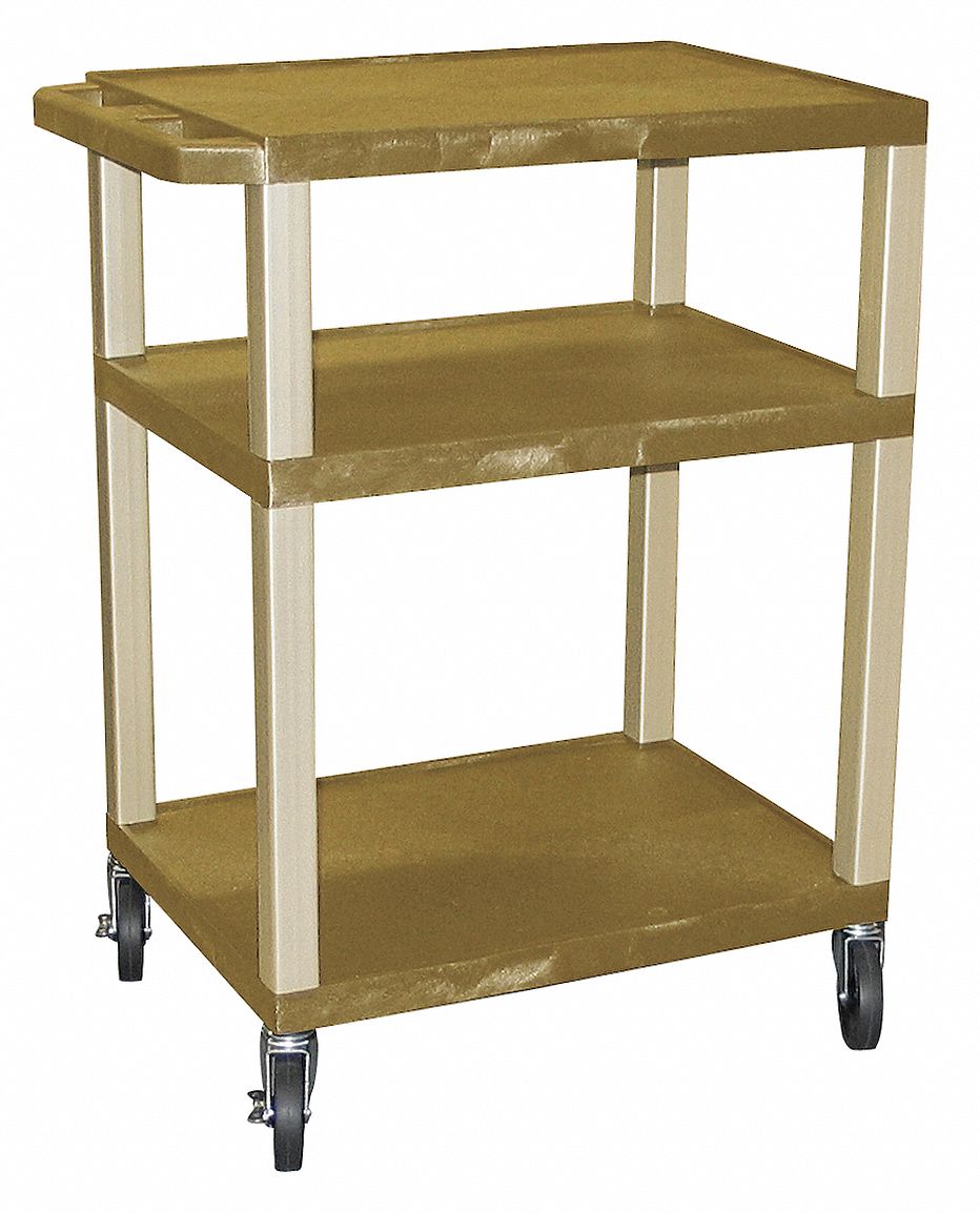Flat Handle Utility Cart, 300 lb Load Capacity, Number of Shelves 3, 24 ...