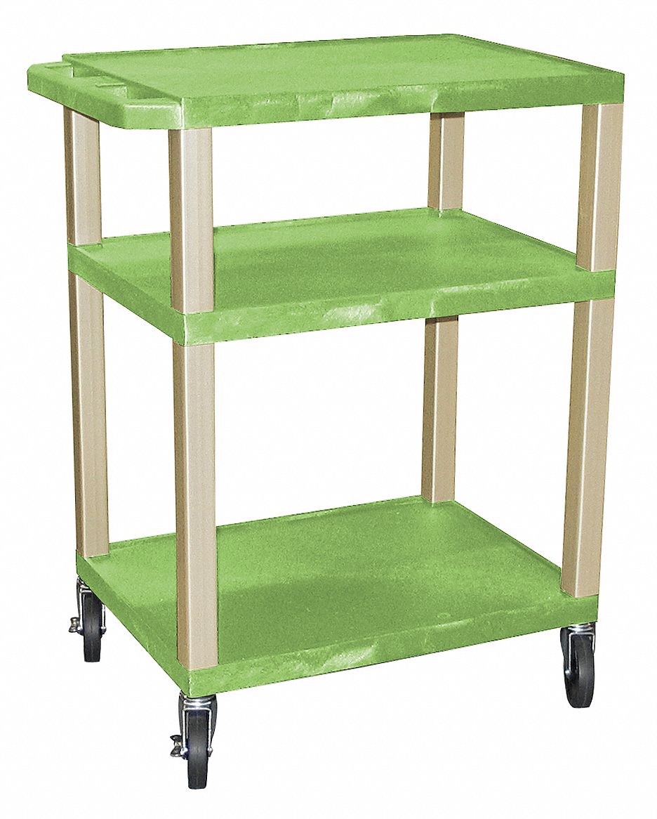 Flat Handle Utility Cart, 300 lb Load Capacity, Number of Shelves 3, 24 ...