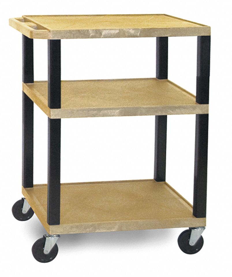 Flat Handle Utility Cart, 300 lb Load Capacity, Number of Shelves 3, 24 ...
