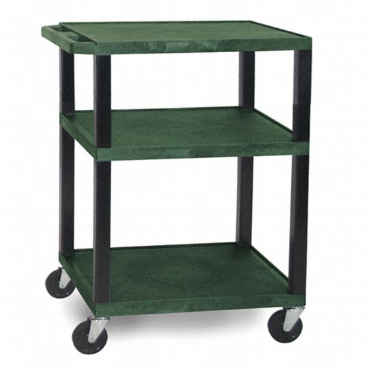 Utility Cart, 300 lb Load Capacity, Number of Shelves 3, 24 in x 18 in ...