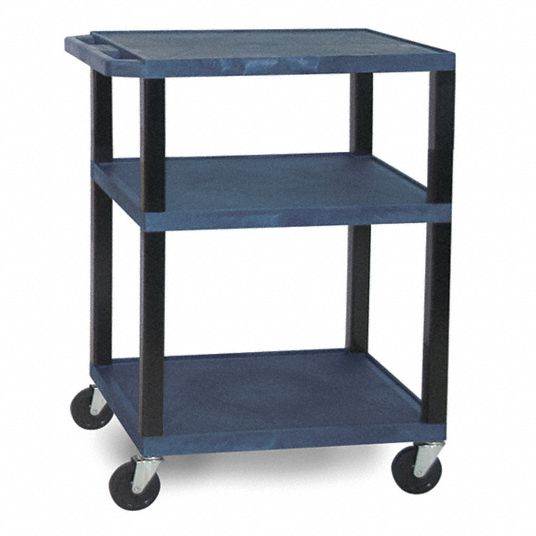 Flat Handle Utility Cart, 300 lb Load Capacity, Number of Shelves 3, 24 ...