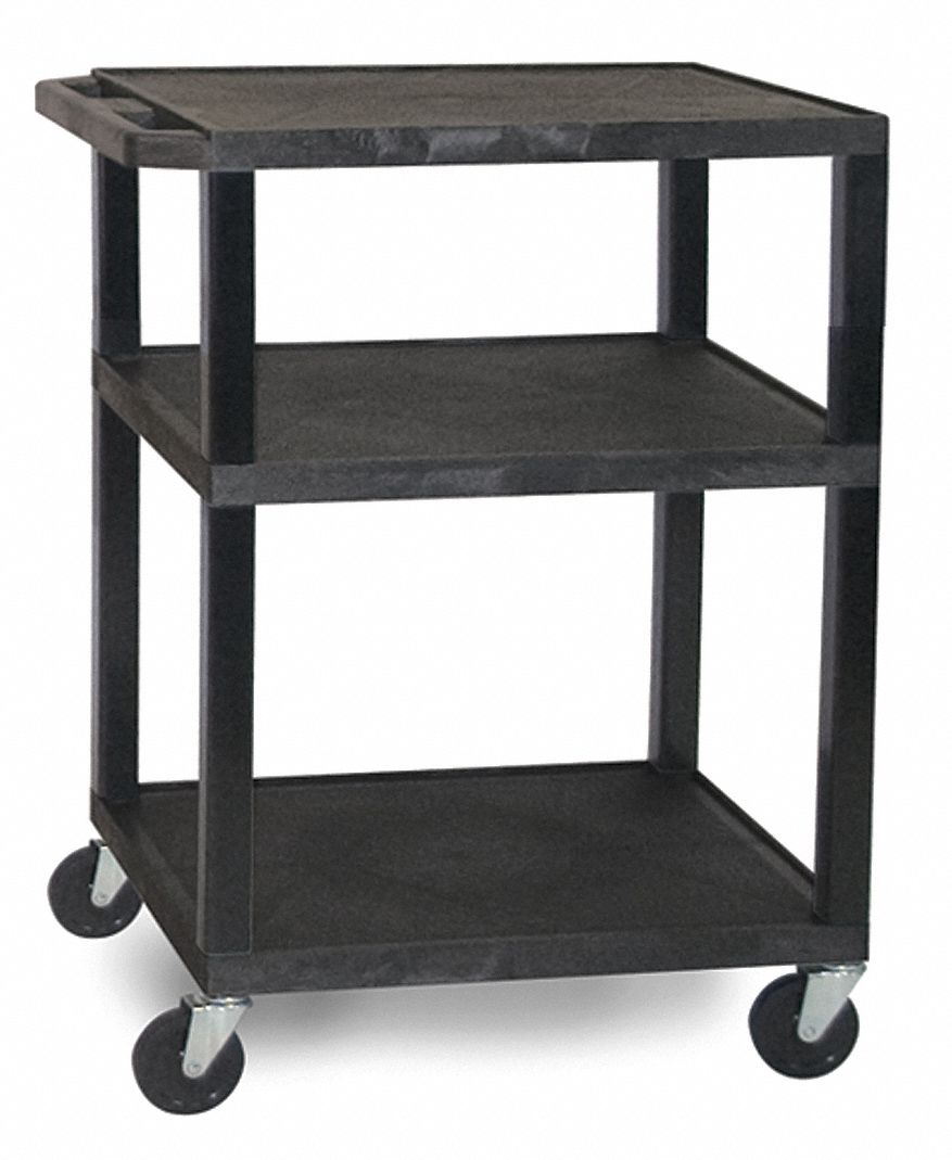 Flat Handle Utility Cart, 300 lb Load Capacity, Number of Shelves 3, 24 ...