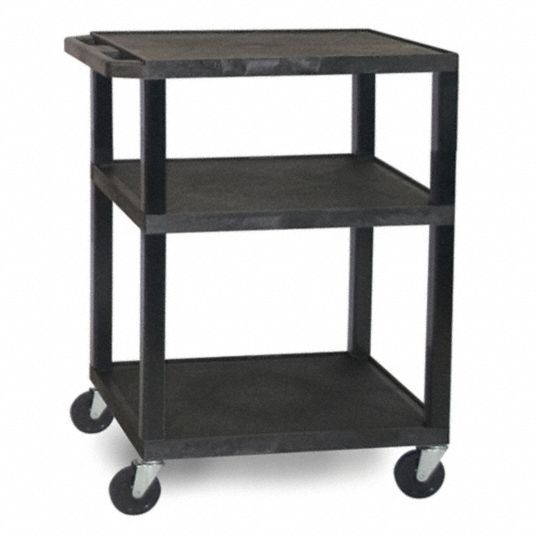 Flat Handle Utility Cart, 300 lb Load Capacity, Number of Shelves 3, 24 ...