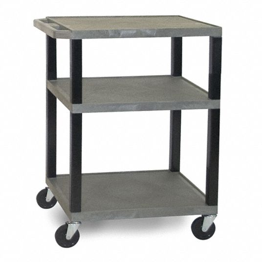 Flat Handle Utility Cart, 300 lb Load Capacity, Number of Shelves 3, 24 ...