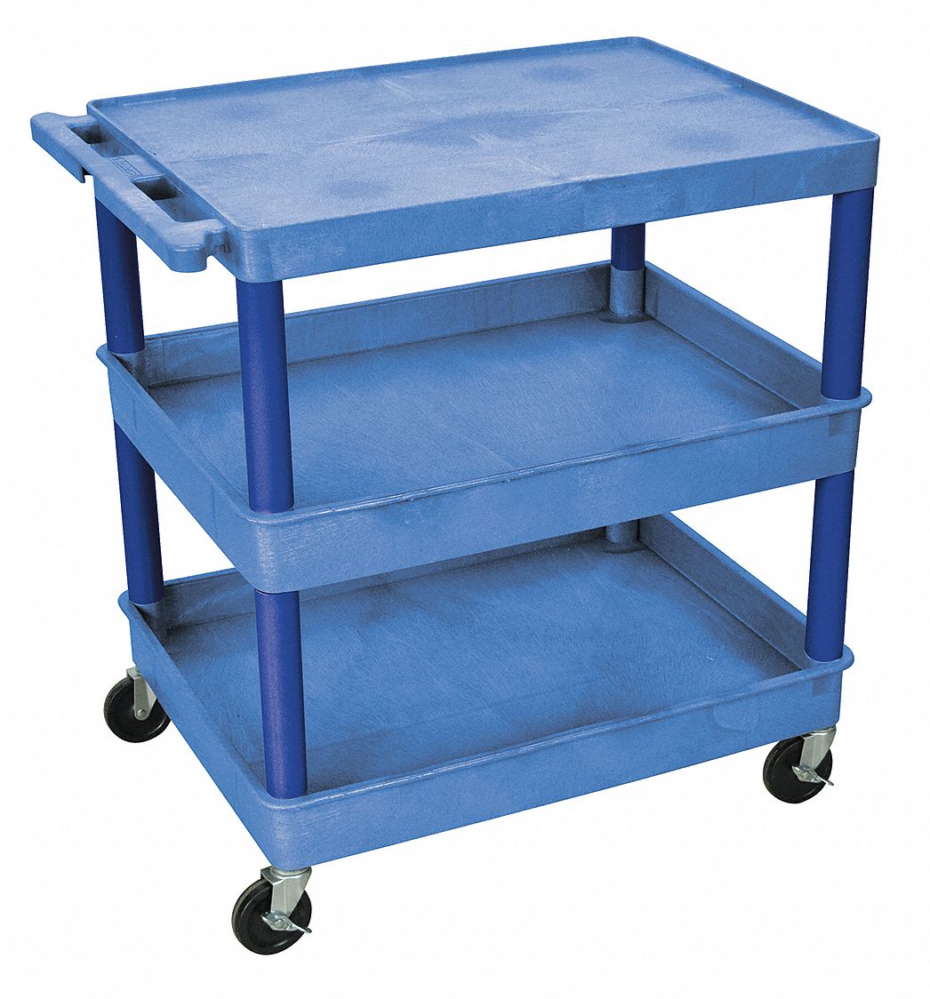 Utility Cart, 400 lb Load Capacity, Number of Shelves 3, 32 in x 24 in ...