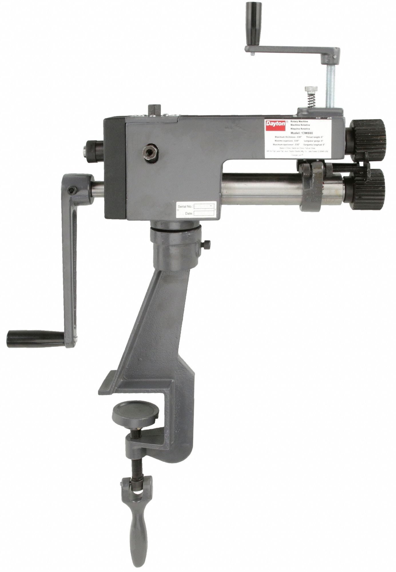 DAYTON, Manual, 6 in Throat Dp, Rotary Machine - 13W880|13W880 - Grainger