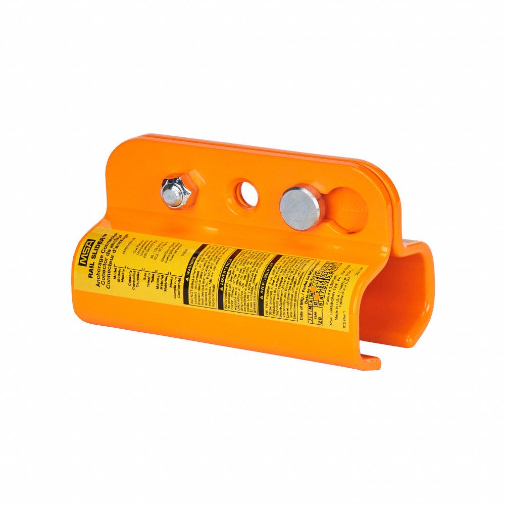 MSA RAIL-SLIDER RAIL SLIDER ANCHORAGE CONNECTOR, 3 15/16 IN WIDTH, 7 5/ ...