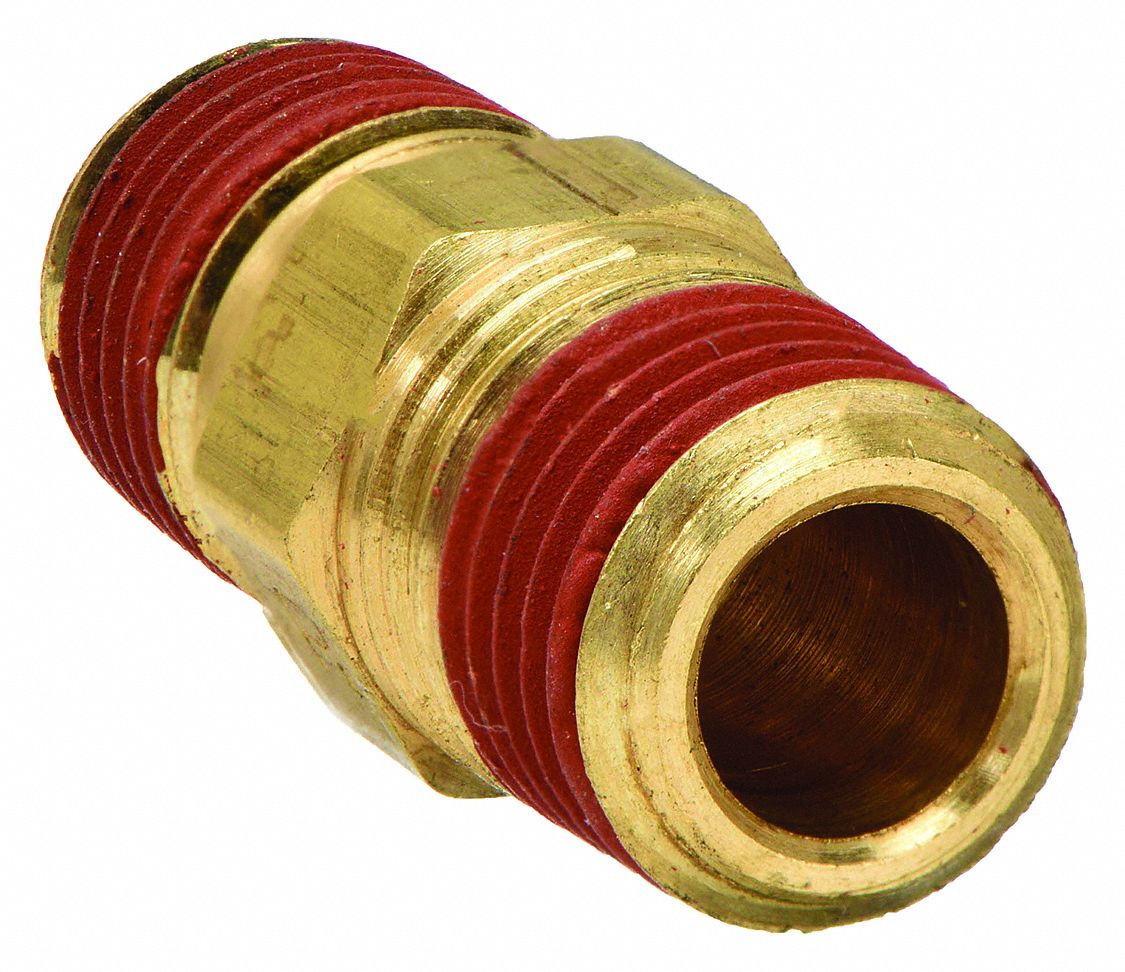 Brass, 3/8 in x 3/8 in Fitting Pipe Size, Hex Nipple - 13Y798|VS216P-6 ...