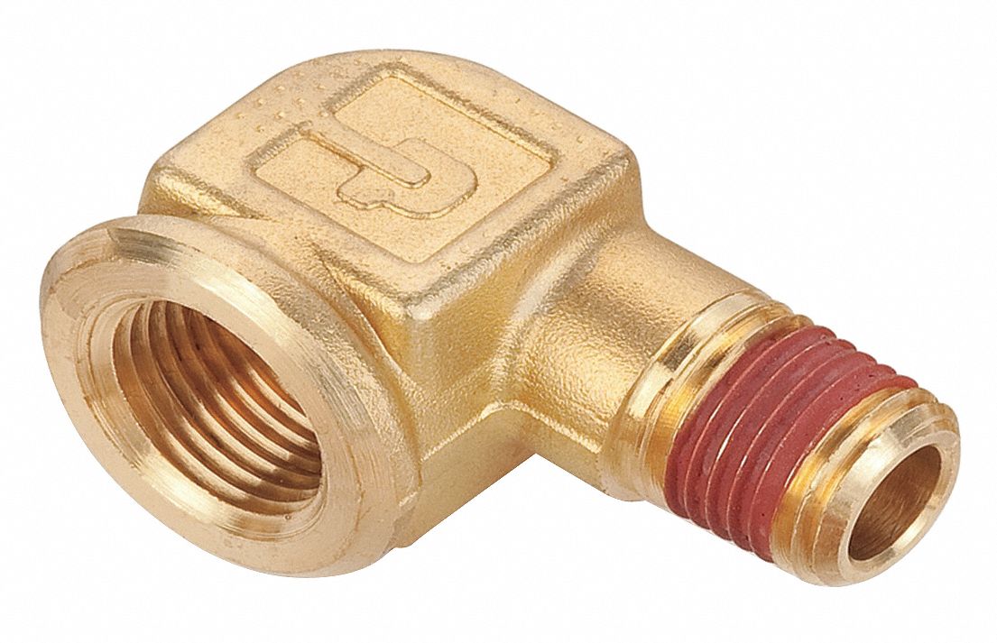 PARKER 90° Street Elbow: Brass, 1/2 in x 3/8 in Fitting Pipe Size, Female NPT x Male NPT ...