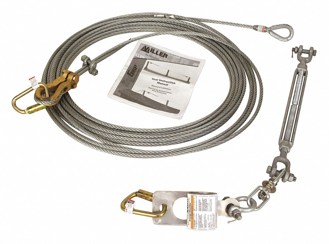 HONEYWELL MILLER, 30 ft Lifeline Lg, Permanent, Stainless Steel ...
