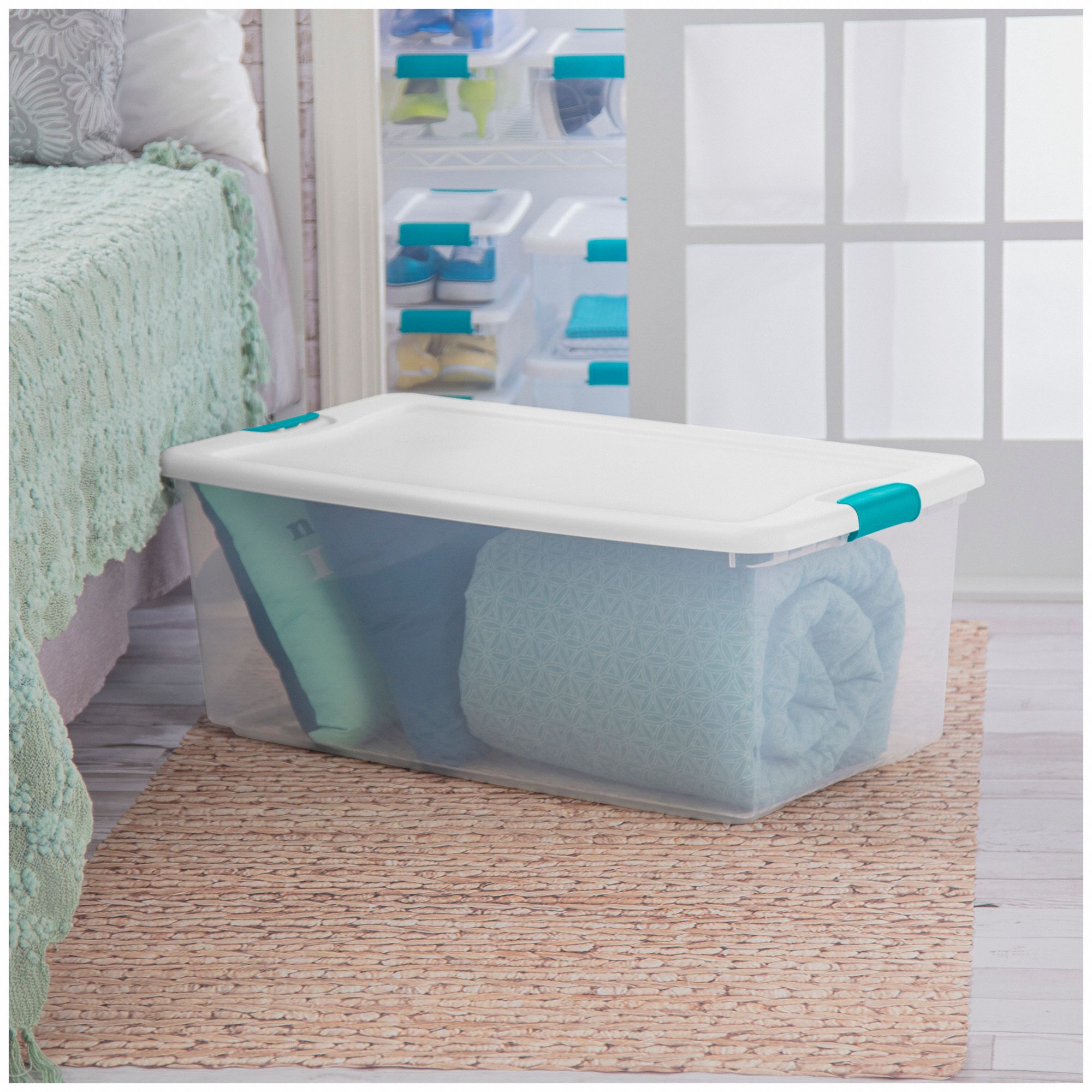 STERILITE Storage Tote: 26.5 gal, 33 7/8 in x 18 3/4 in x 13 in, Clear ...