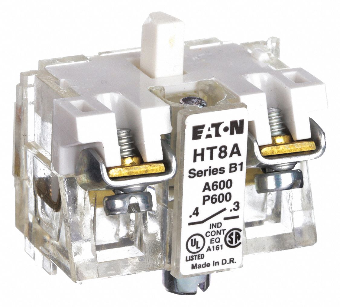 EATON, 30 mm Panel Mounting Size, 1NO, Contact Block - 14A135|HT8A ...
