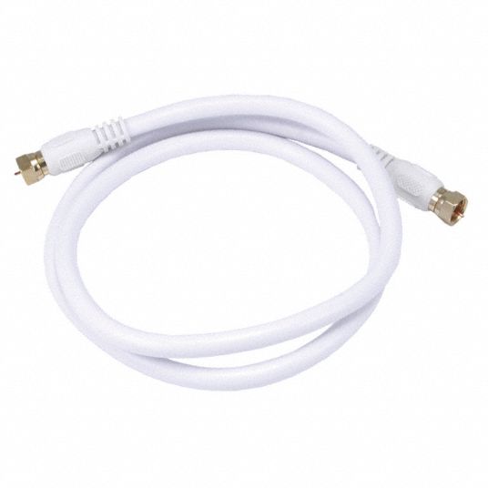 Coaxial Cable, White, Length 3 ft, PVC Jacket Material, Connector Type ...