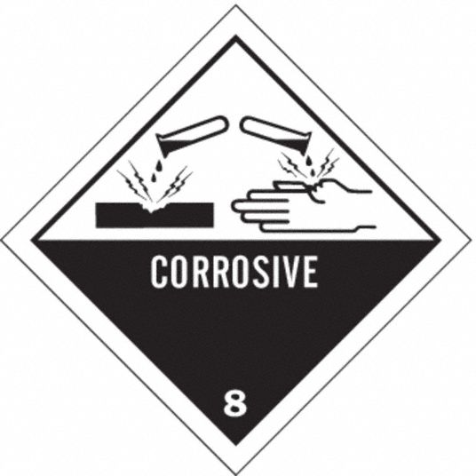 BRADY, Corrosive, 4 in x 4 in, DOT Container Label - 14D488|121070 ...