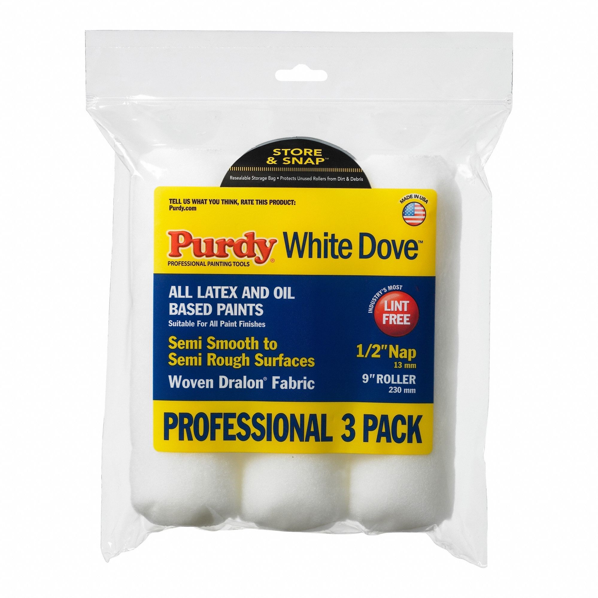 PURDY, 9 in Lg, 1/2 in Nap Size, Paint Roller Cover - 911U39|14E864000 ...