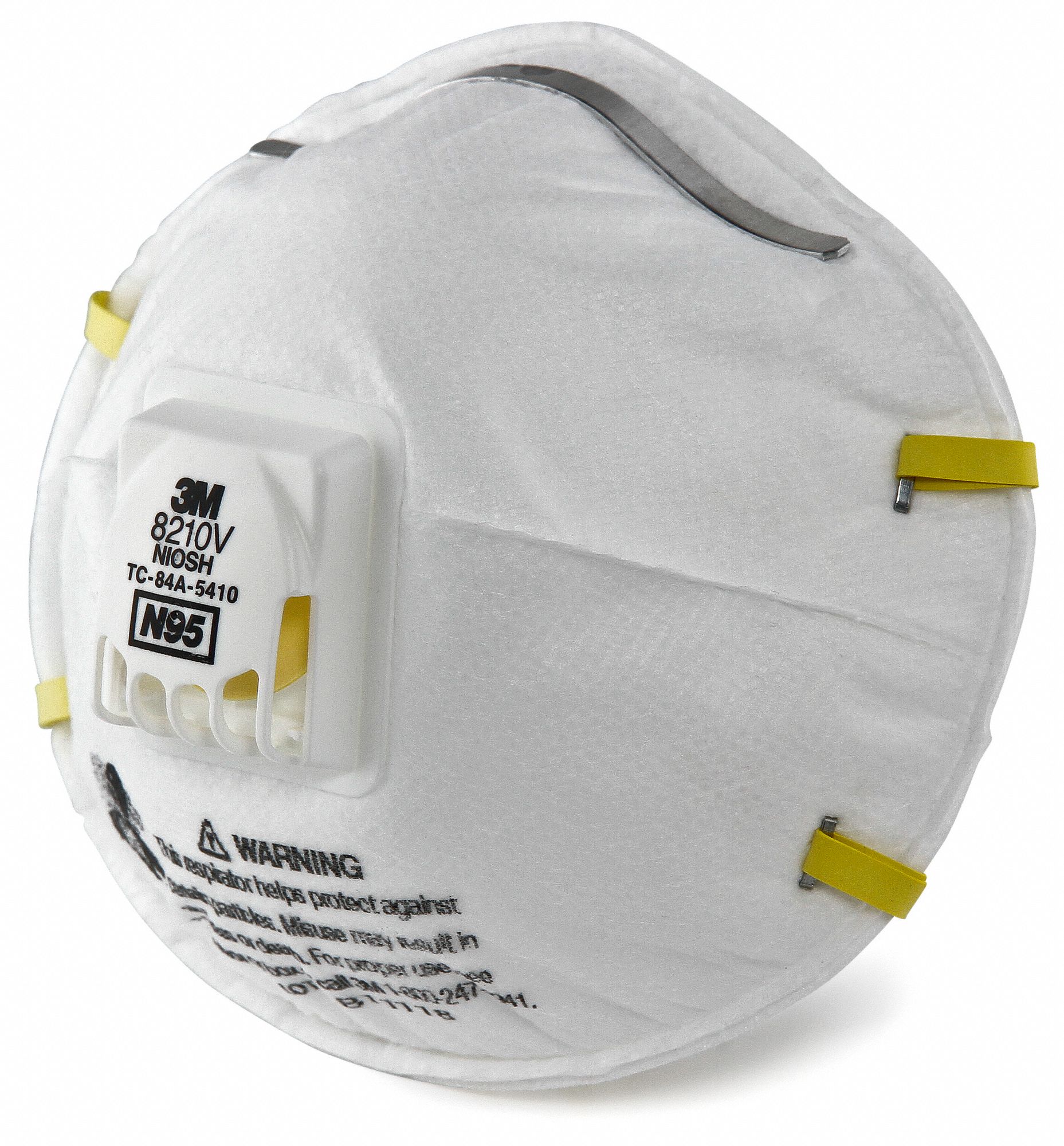 3M Disposable Respirator: Dual, Non-Adj, Metal Nose Clip, Std, White ...
