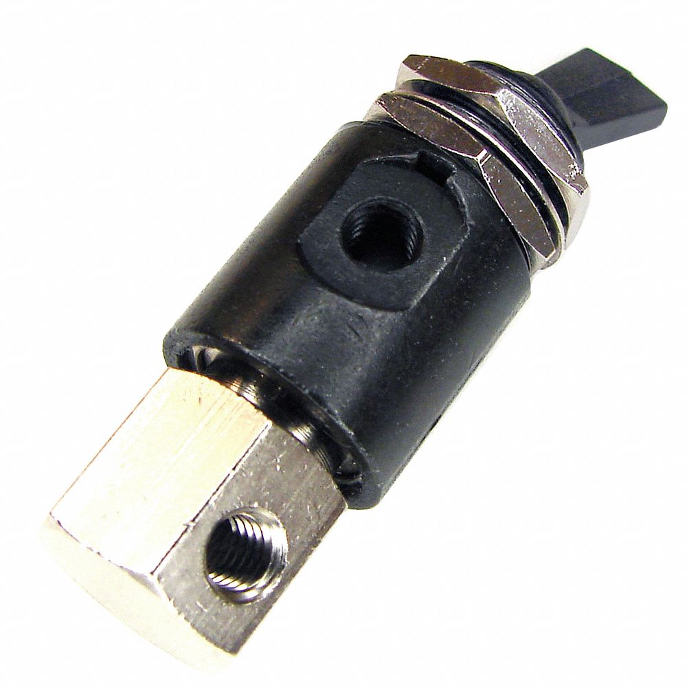 PNEUMADYNE INC Toggle Valve 3 Way Aluminum Brass 10 32 Pipe Size