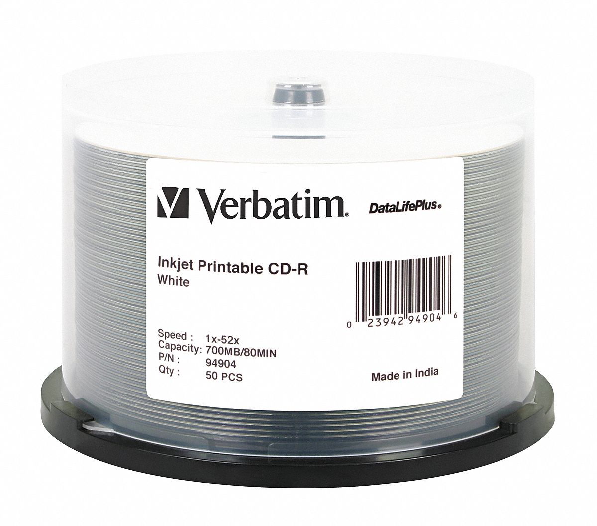 VERBATIM, Write Once, White, CD-R Disc - 14F833|VER94904 - Grainger
