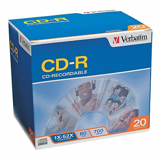 VERBATIM, Write Once, Silver, CD-R Disc - 14F838|VER94936 - Grainger VERBATIM, Write Once, Silver, CD-R Disc - 14F838|VER94936 - Grainger