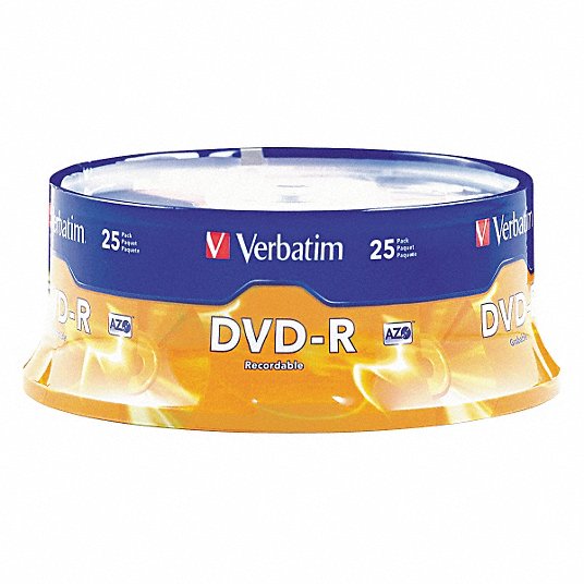 VERBATIM, Write Once, Silver, DVD-R Disc - 14F845|VER95058 - Grainger VERBATIM, Write Once, Silver, DVD-R Disc - 14F845|VER95058 - Grainger