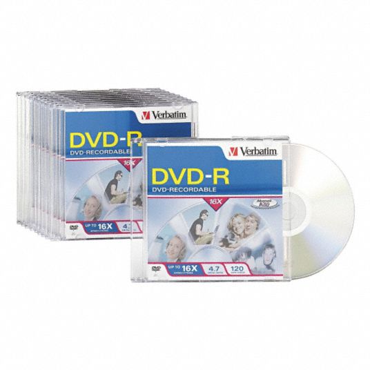 VERBATIM, Write Once, Matte Silver, DVD-R Disc - 14F849|VER95099 - Grainger