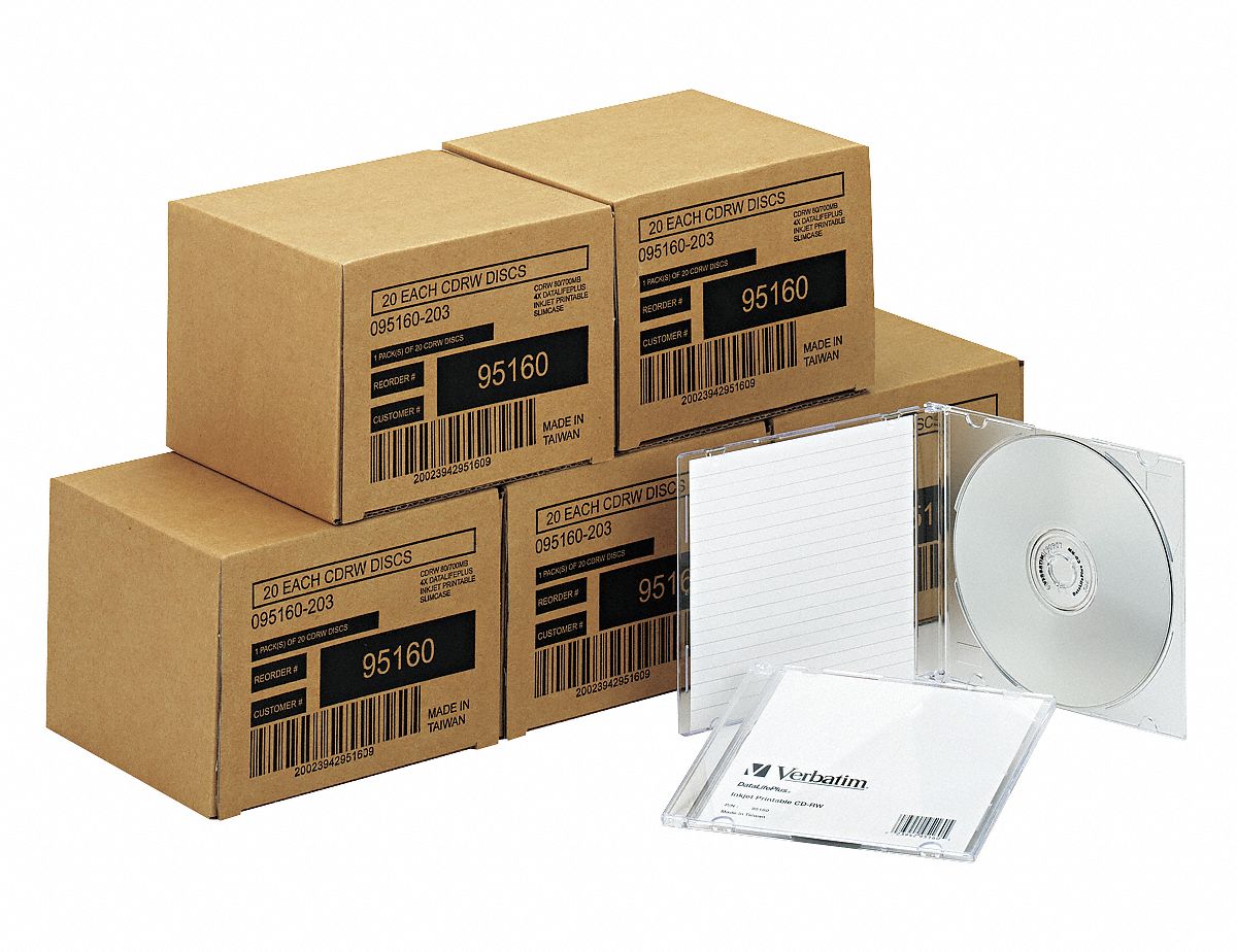 CD-RW Disc, 700 MB Capacity, 4x Speed - Grainger