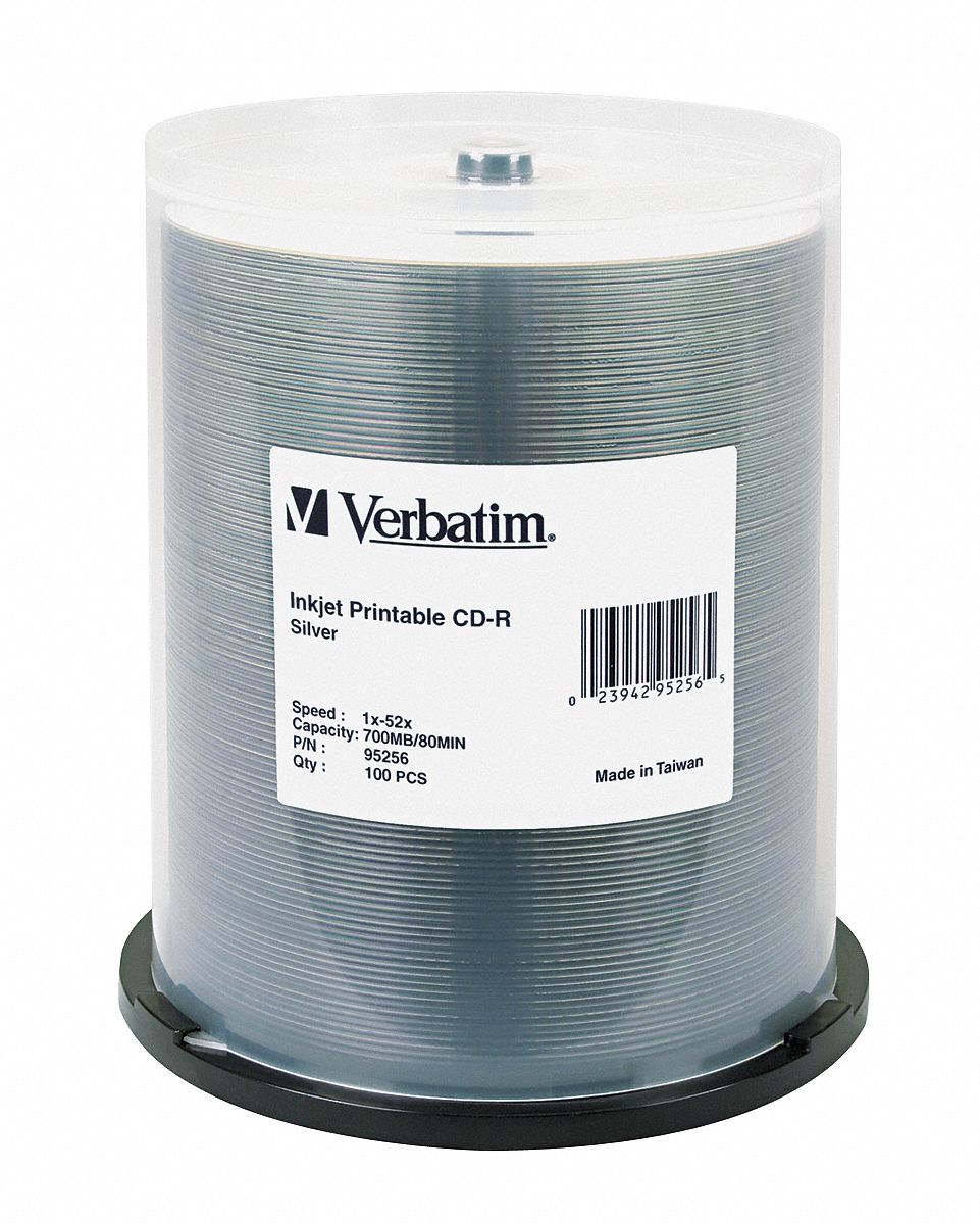 VERBATIM, Write Once, Silver, CD-R Disc - 14F873|VER95256 - Grainger