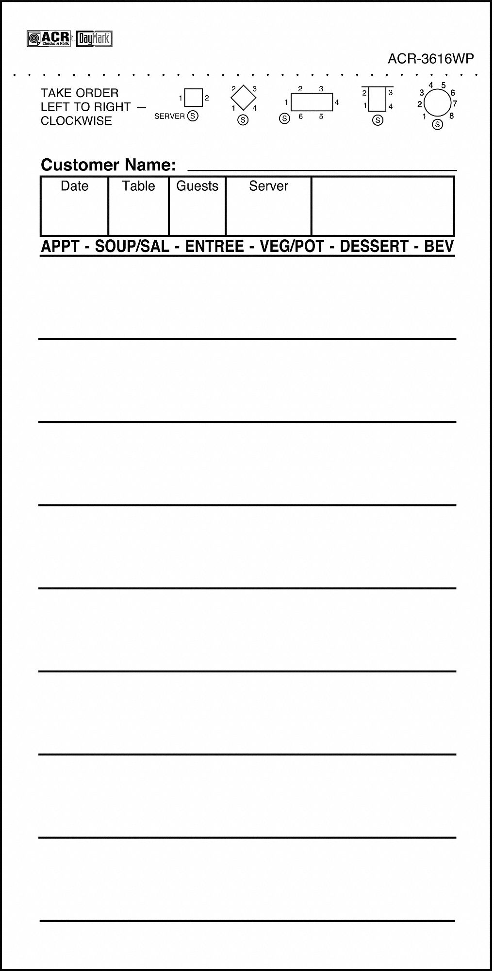 3 3/8 in Wd, 6 3/4 in Lg, Guest Checks & Receipts - 14H108|ACR-3616WP ...