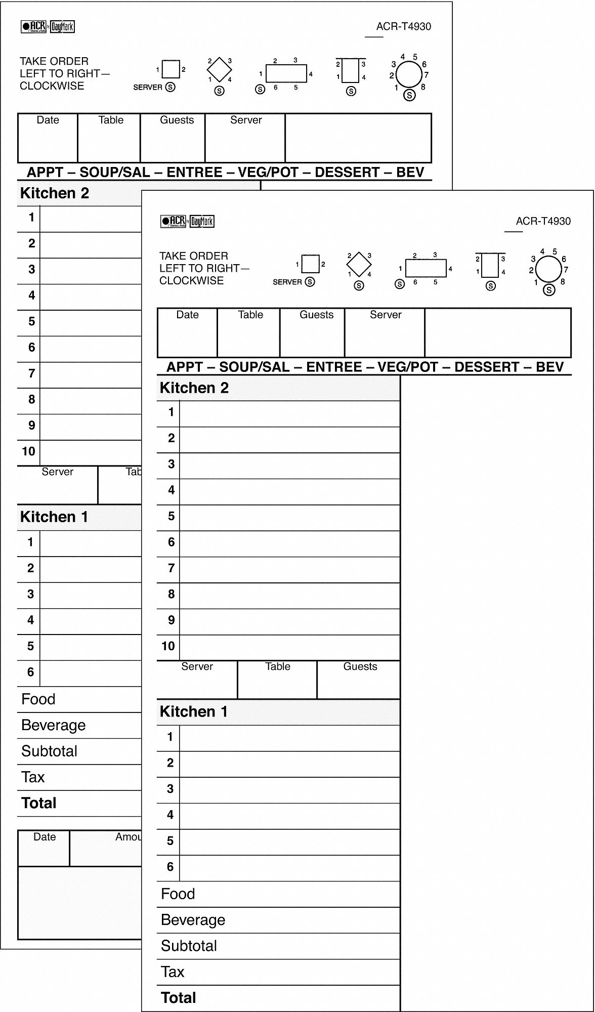 9 in Wd, 4 1/4 in Lg, Guest Checks & Receipts - 14H132|ACR-T4930 - Grainger