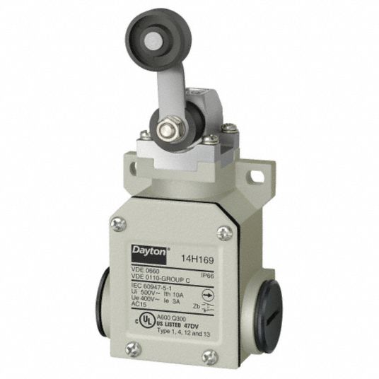 DAYTON, Adj Roller Lever Arm, 0.28 in Roller Wd, Limit Switch - 14H169 ...