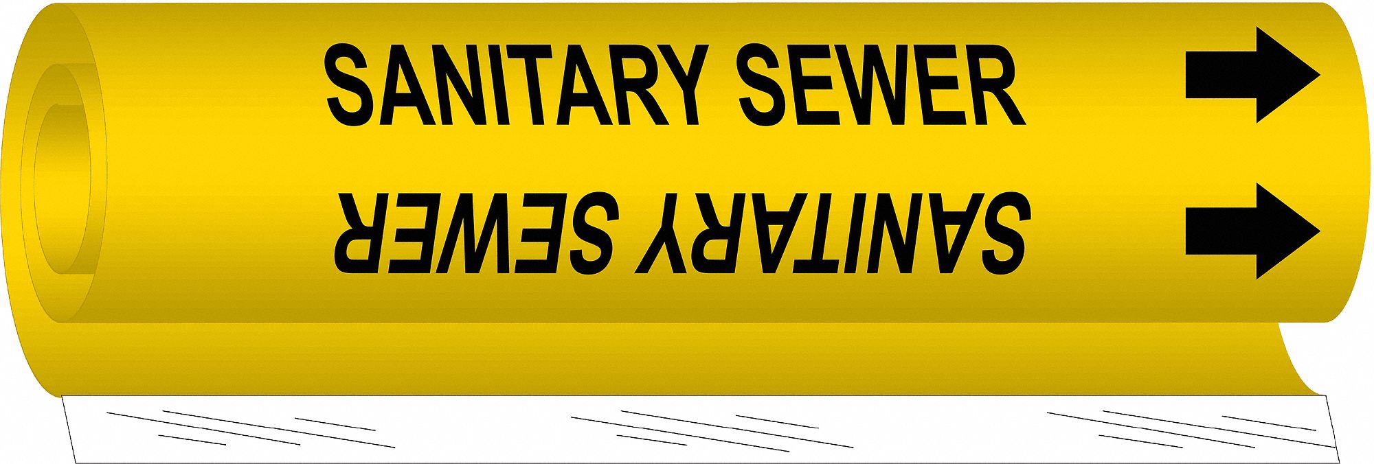 Sanitary Sewer, Yellow, Pipe Marker - 14H974|5755-II - Grainger