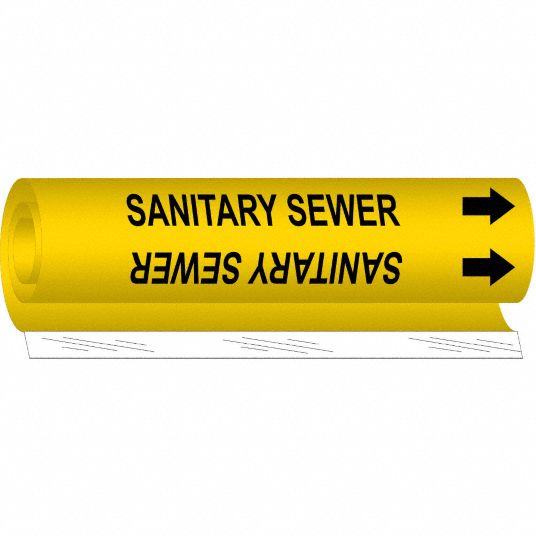 Sanitary Sewer, Yellow, Pipe Marker - 14H973|5755-I - Grainger