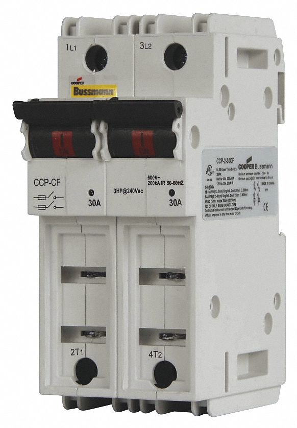 BUSSMANN, Finger-Safe, 2 Pole, Fuse Block - 14L612|CCP2-2-60CF - Grainger