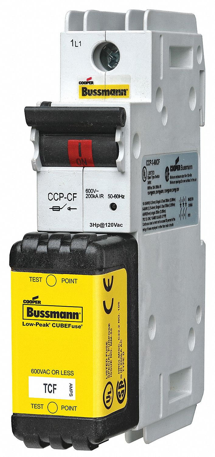 BUSSMANN, Finger-Safe, 1 Pole, Fuse Block - 14L614|CCP2-1-100CF - Grainger