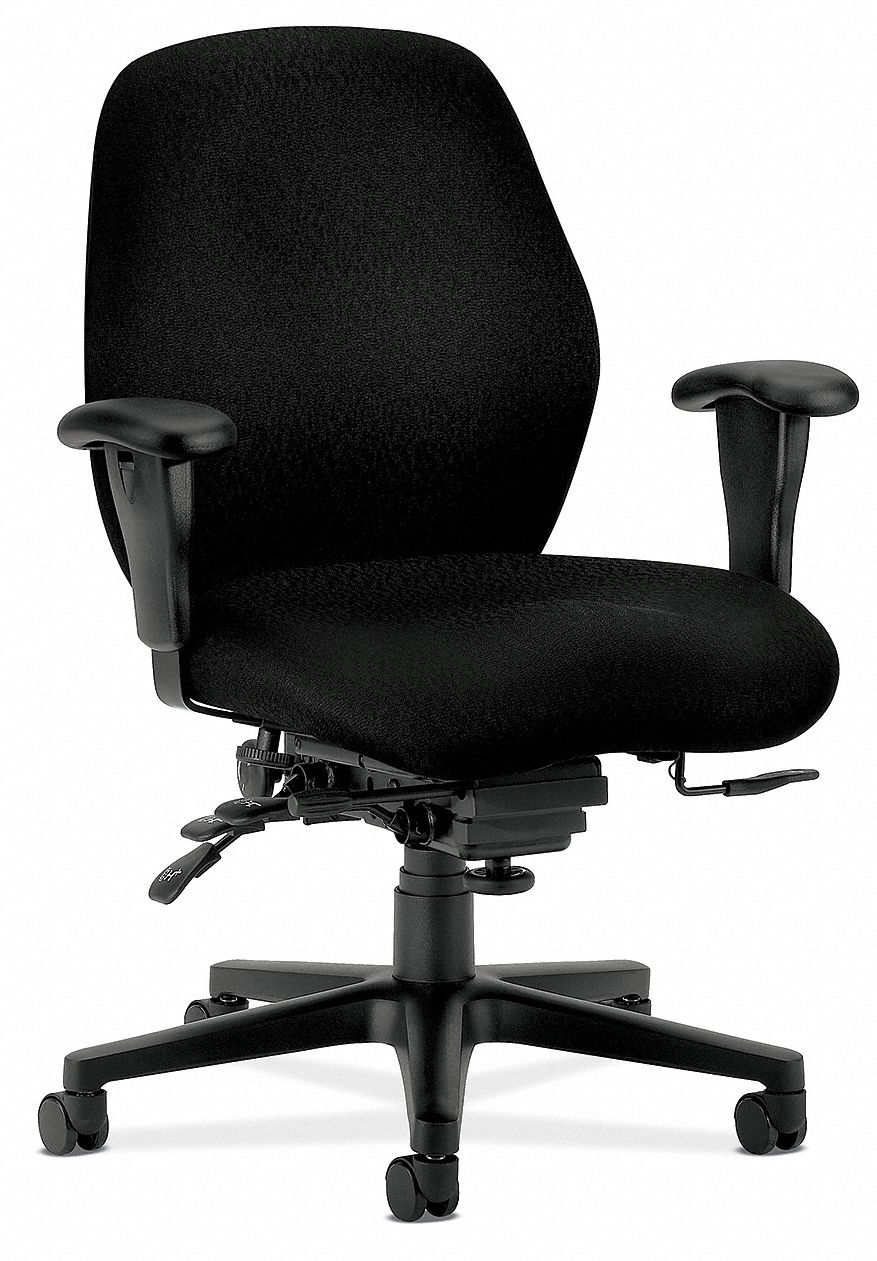 HON Desk Chair, Desk Chair, Black, Fabric, 18 in to 22 in Nominal Seat ...