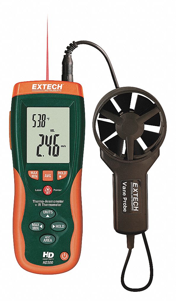 EXTECH CFM/CMM THERMO-ANEMOMETER WITH IR T - Air Velocity Meters and ...