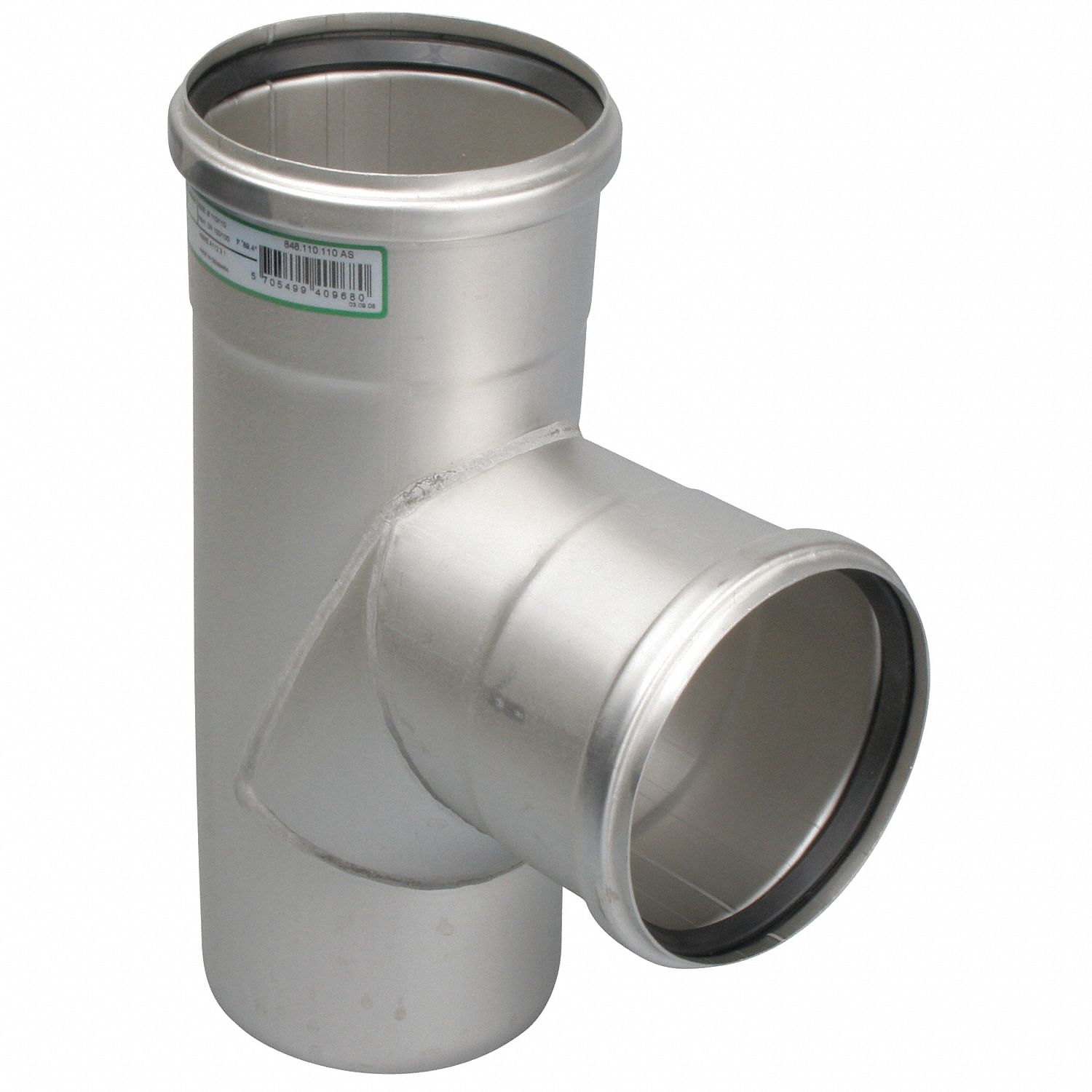 Stainless Steel, 2 in x 2 in x 2 in Fitting Pipe Size, 90° Sanitary Tee ...