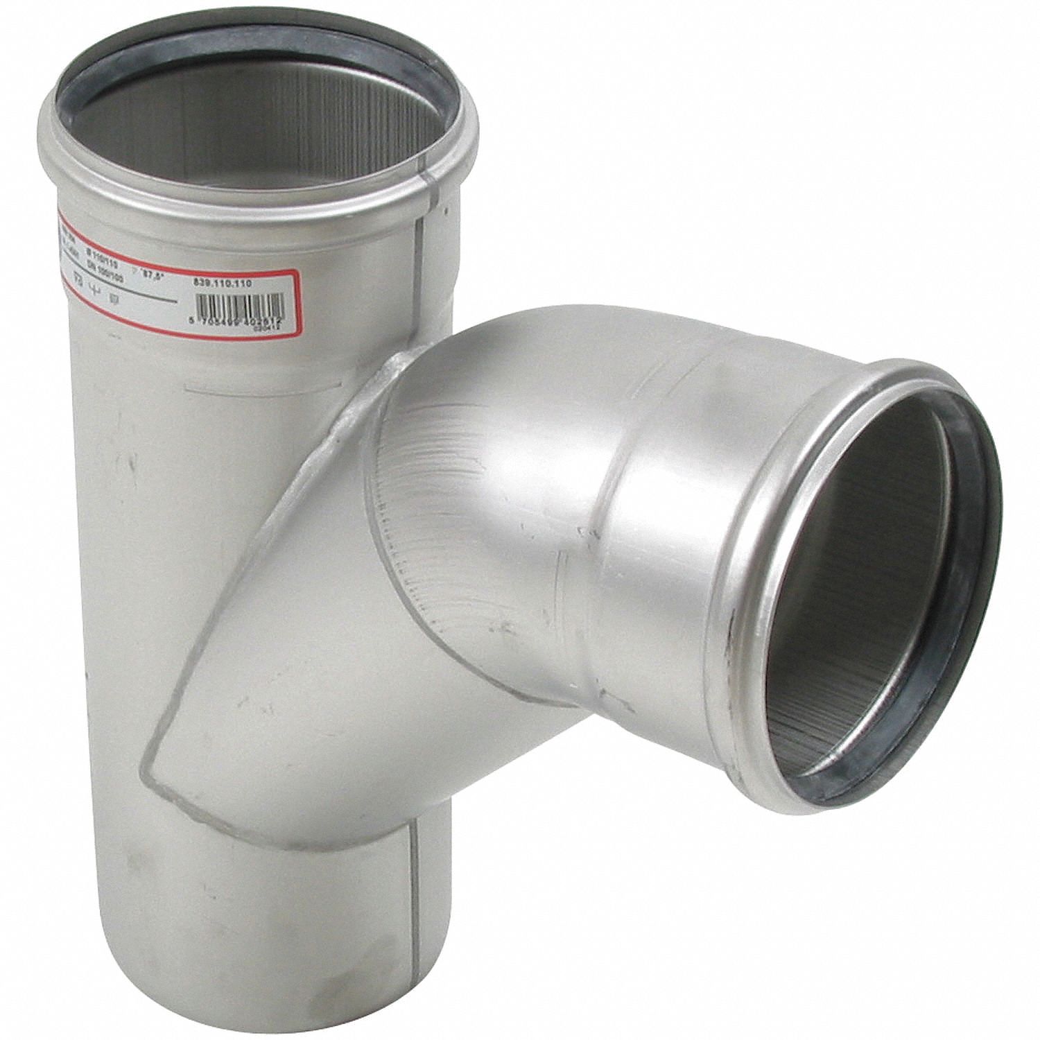 Stainless Steel, 3 in x 3 in x 2 in Fitting Pipe Size, Reducing Wye ...