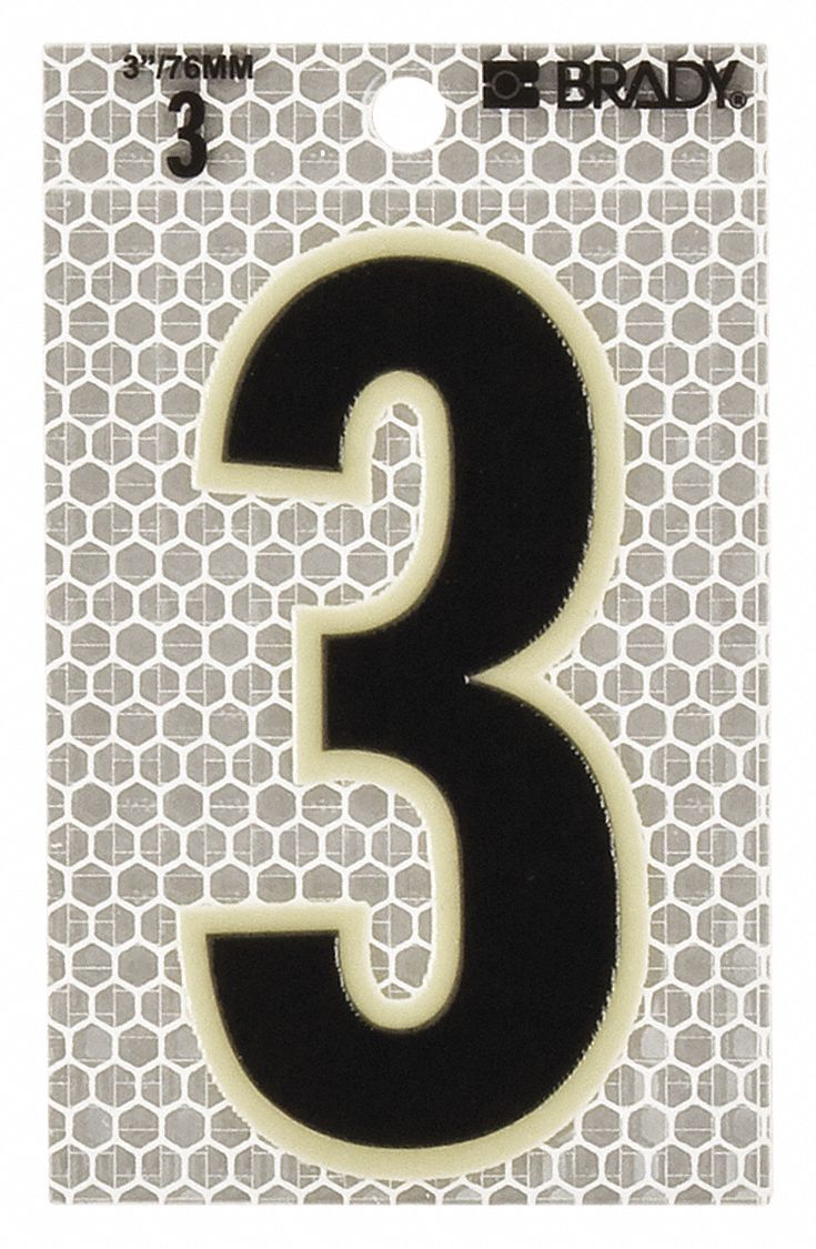 3 in Character Ht, Indoor/Outdoor, Number Label - 14R139|3010-3 - Grainger