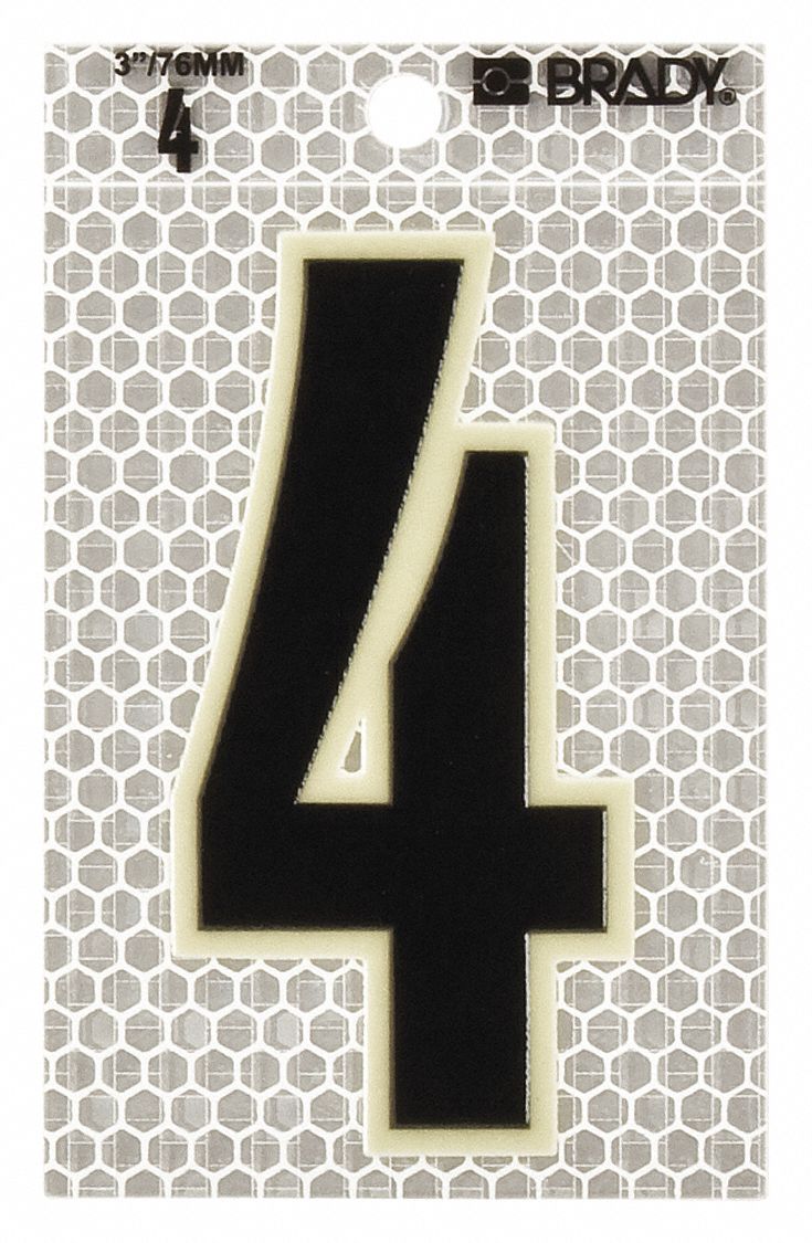 3 in Character Ht, Indoor/Outdoor, Number Label - 14R140|3010-4 - Grainger