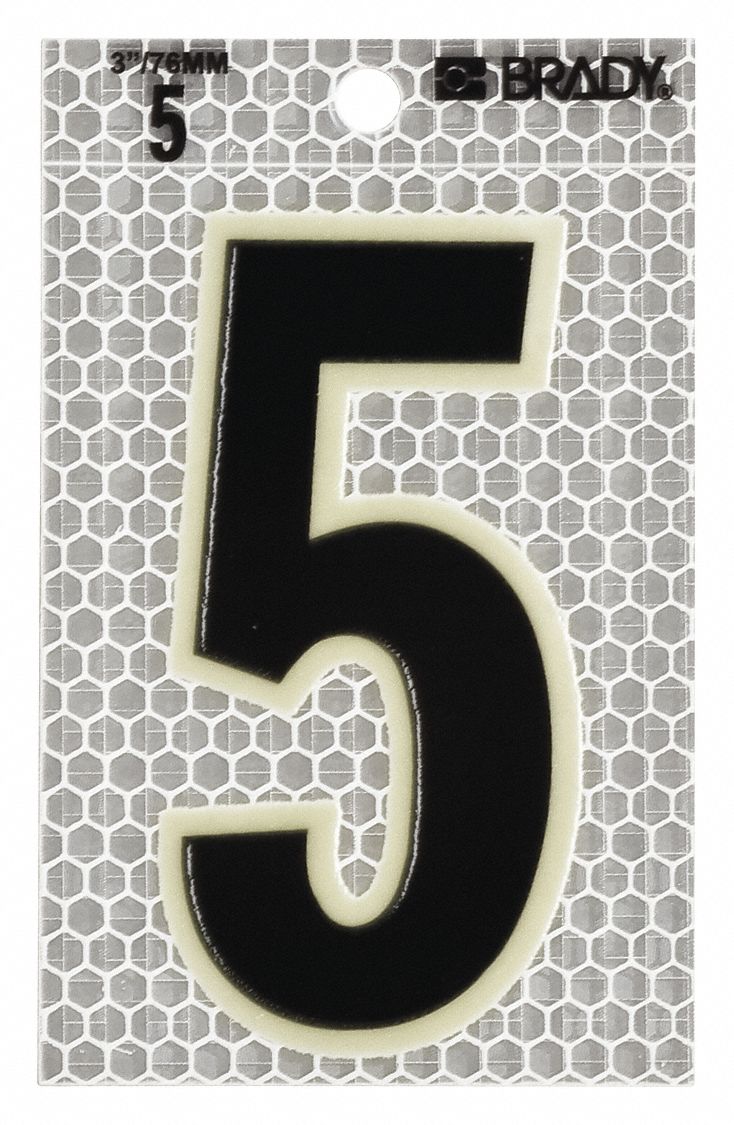 3 in Character Ht, Indoor/Outdoor, Number Label - 14R141|3010-5 - Grainger