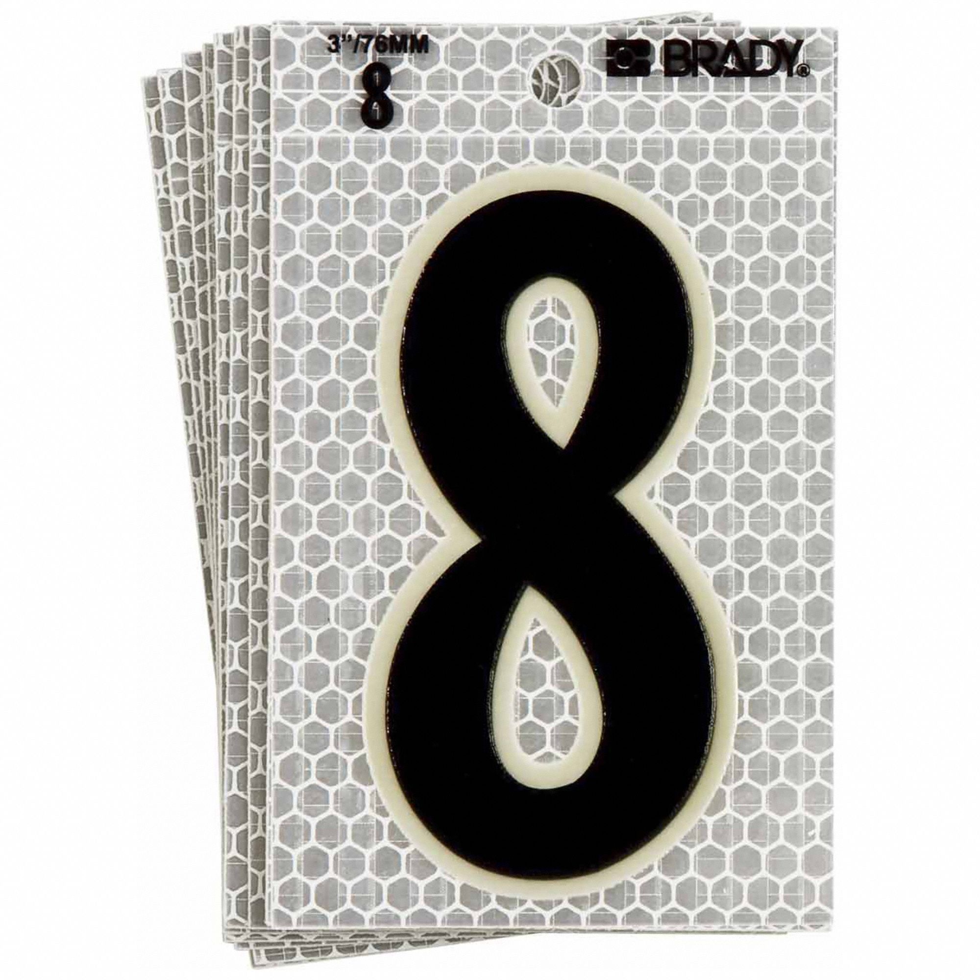 5 in Character Ht, Indoor/Outdoor, Number Label - 14R180|3020-8 - Grainger