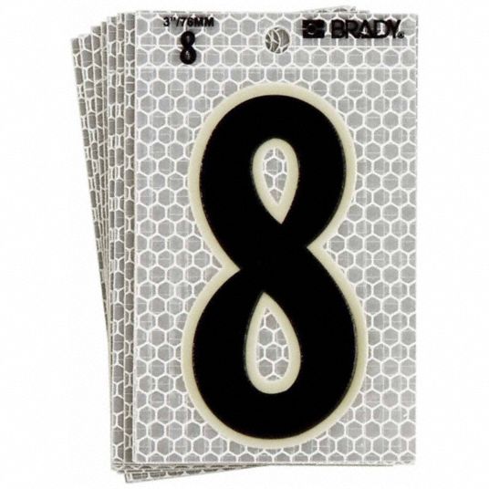 5 in Character Ht, Indoor/Outdoor, Number Label - 14R180|3020-8 - Grainger