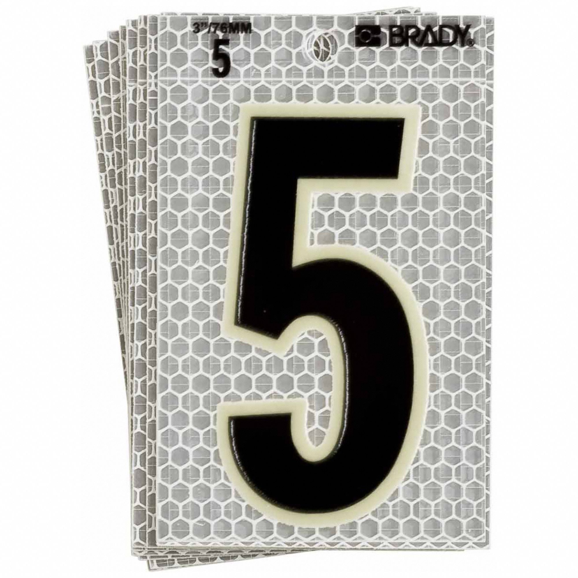 5 in Character Ht, Indoor/Outdoor, Number Label - 14R177|3020-5 - Grainger