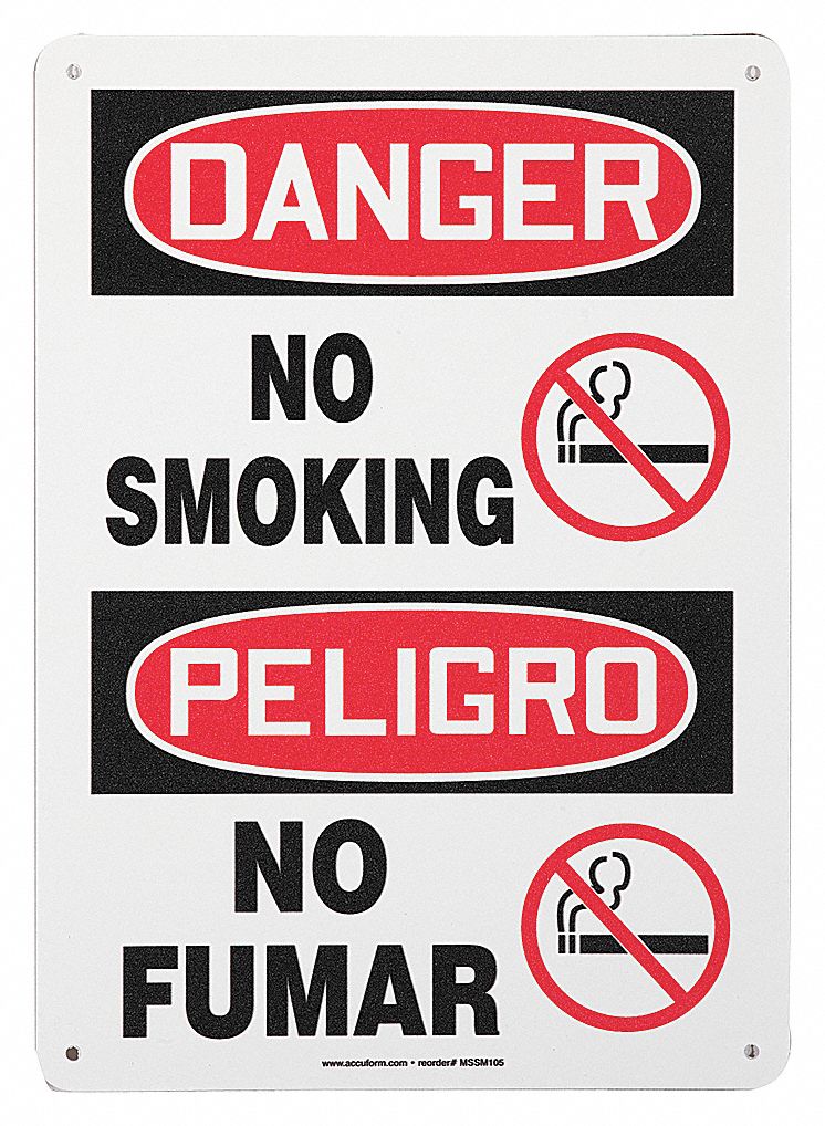 ACCUFORM SIGNS SAFETY SIGN NO SMOKING BIL PLAST - No Smoking Signs ...