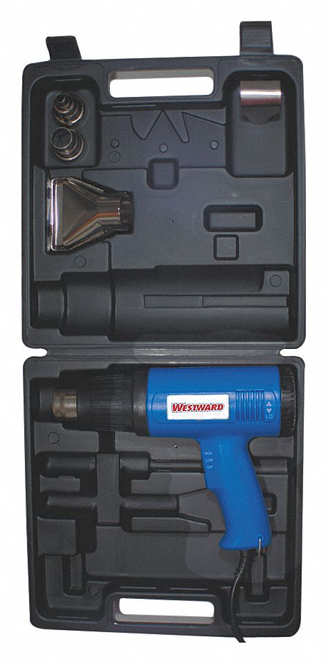 WESTWARD HEAT GUN KIT, CORDED, 120V AC/10A, 5 TO 9 CFM, 250 ° TO 1000 ...