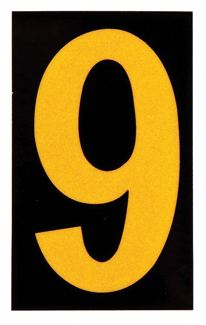 1 1/2 in Character Ht, Indoor/Outdoor, Number Label - 14V774|5890-9 ...