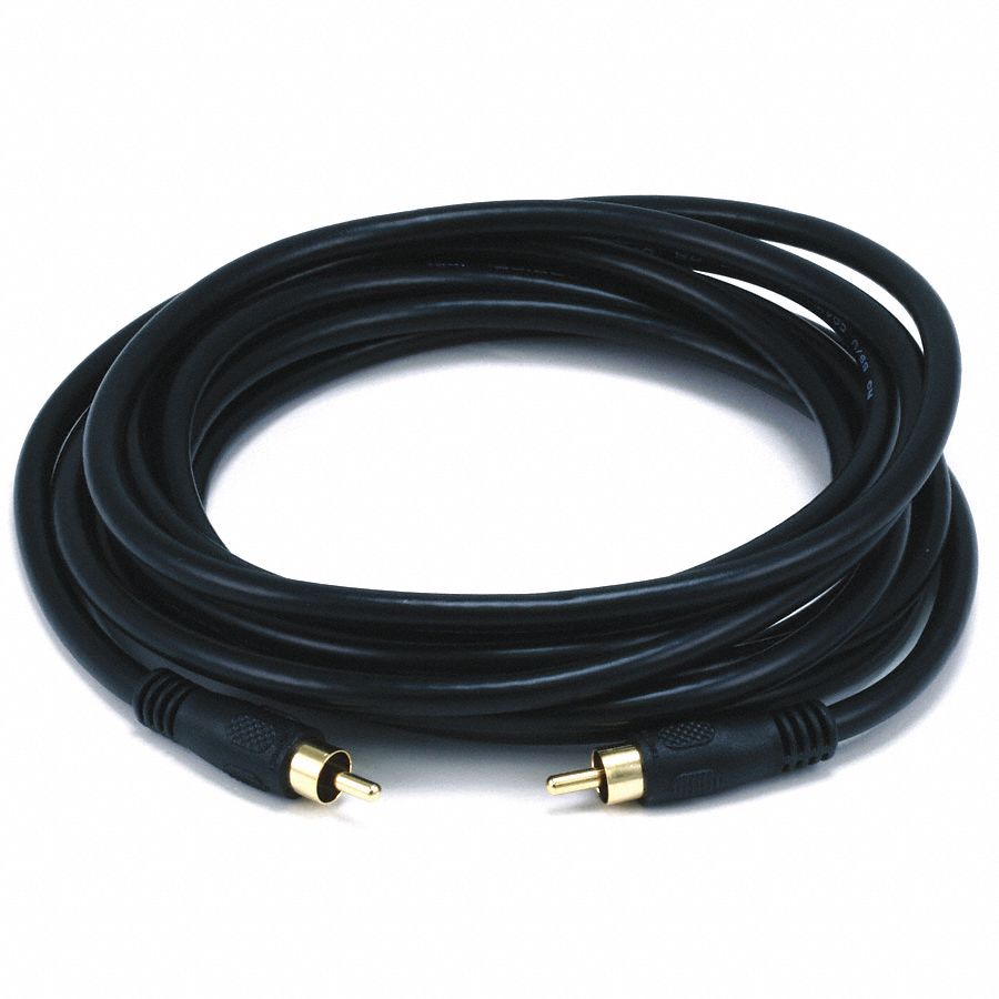 Audio/Video Cable, Black, Length 12 ft, PVC Jacket Material, Connector ...