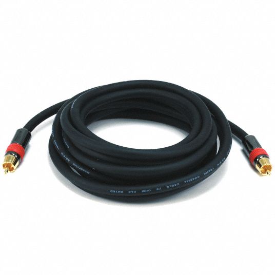 Audio/Video Cable, Black, Length 12 ft, PVC Jacket Material, Connector ...
