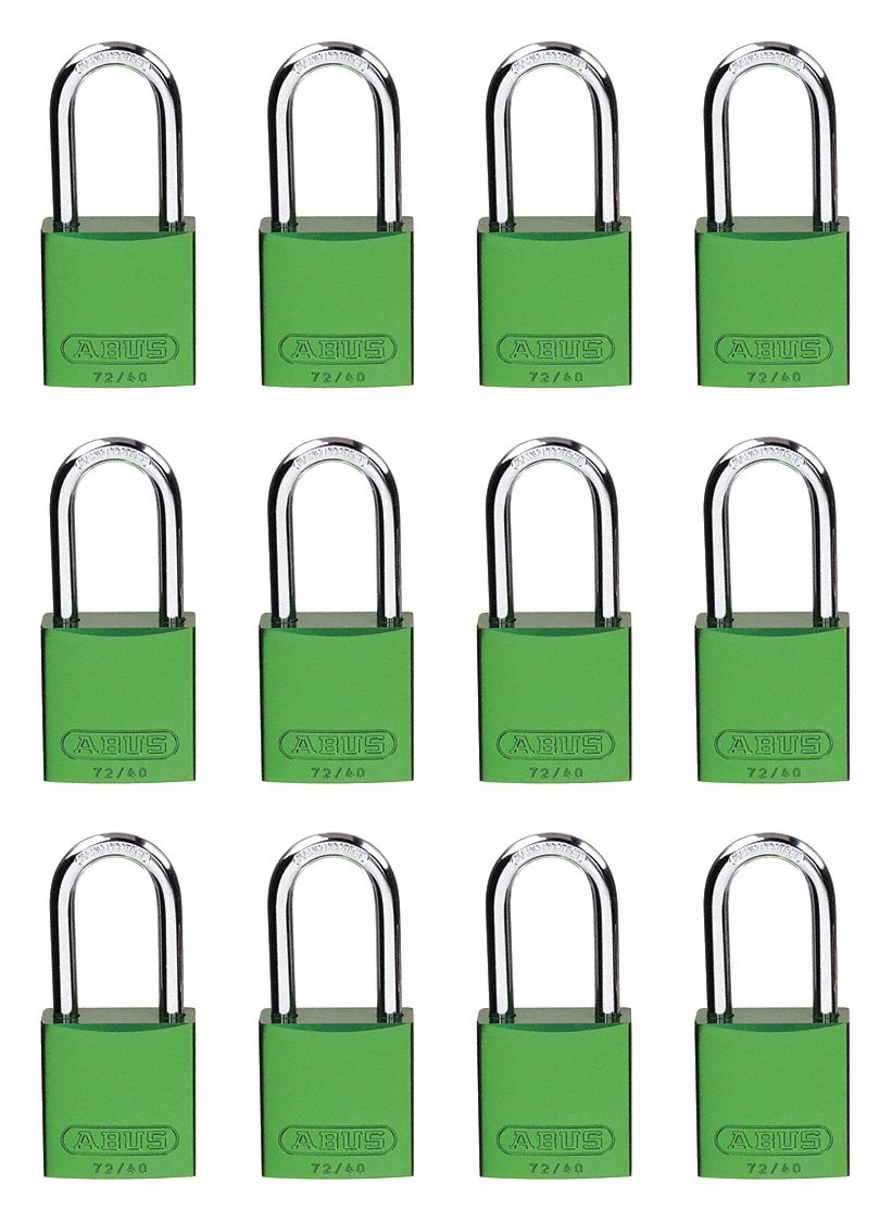 ABUS, Keyed Alike, Aluminum, Lockout Padlock - 14Z360|72HB/40-40 KAx12 Green - Grainger